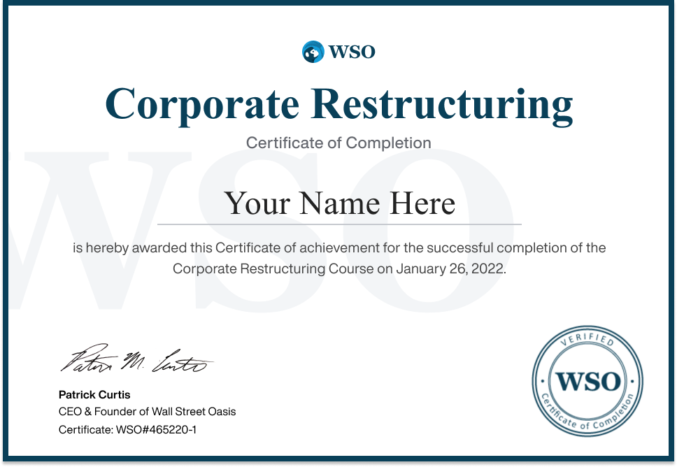 WSO Corporate Restructuring Master Program | Wall Street Oasis
